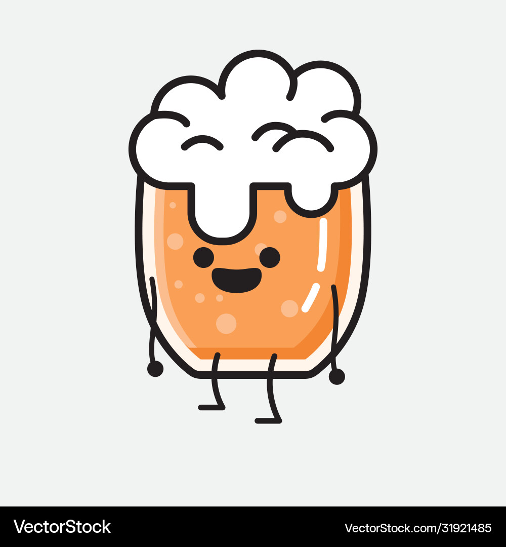 Cute beer mascot character in flat design style Vector Image