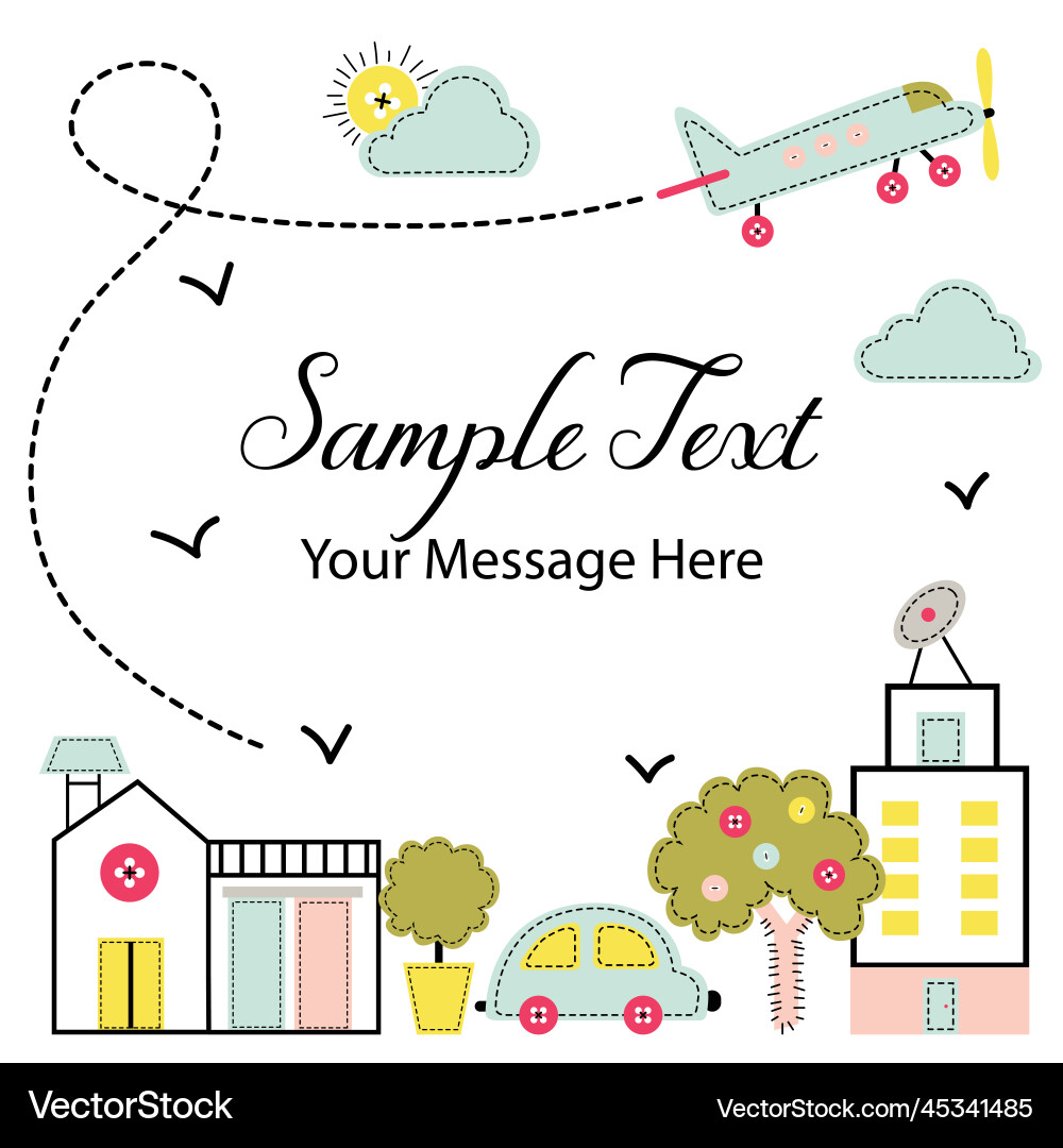 Cute town elements card template Royalty Free Vector Image