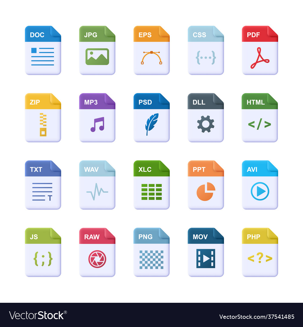 File format - realistic icon set 3d Royalty Free Vector
