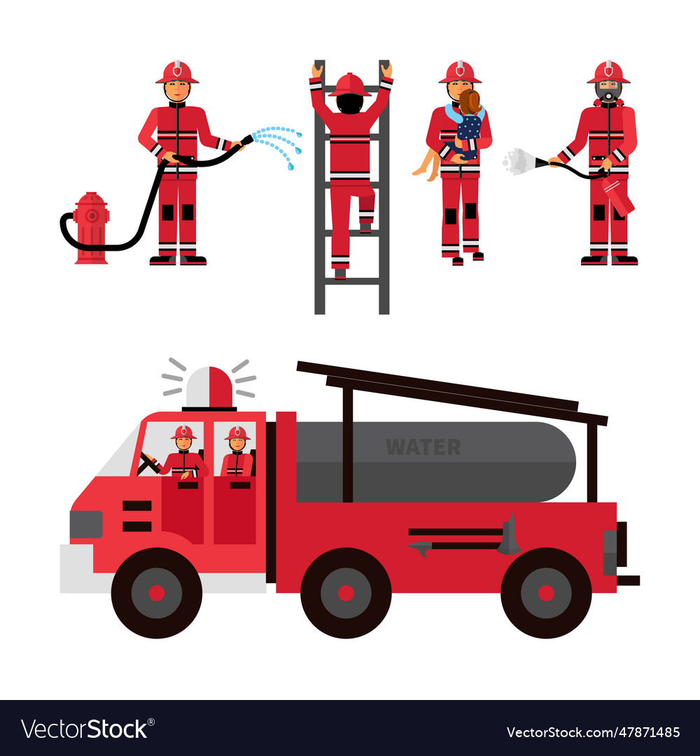 Firefighter decorative icons set firefighter Vector Image
