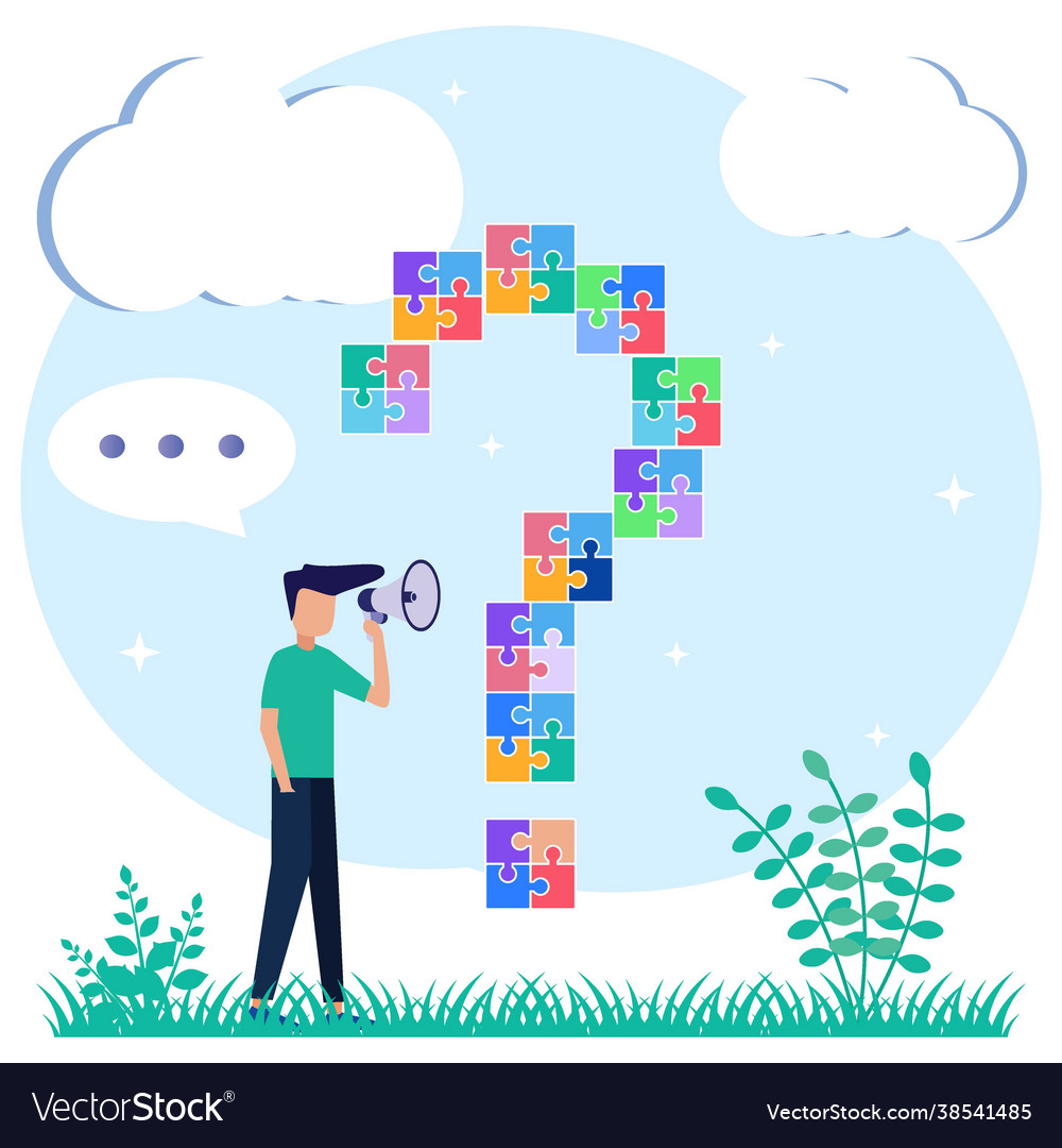 Graphic cartoon character answering questions Vector Image