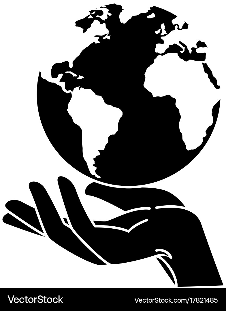 Hand human protection with world planet Royalty Free Vector