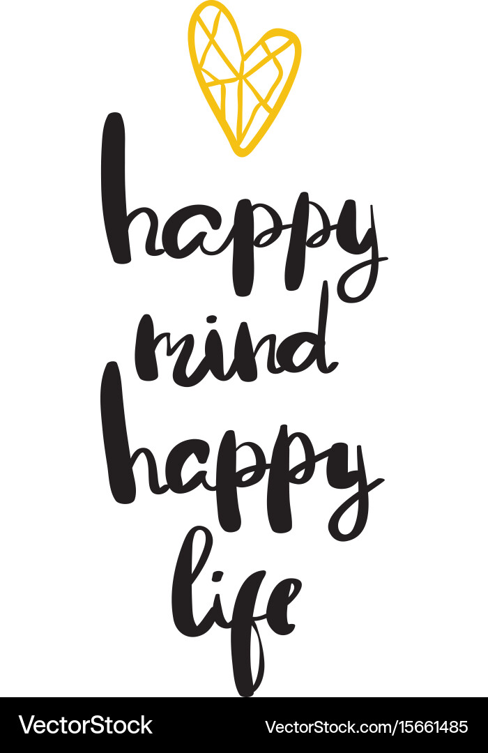 Happy mind life lettering for posters Royalty Free Vector