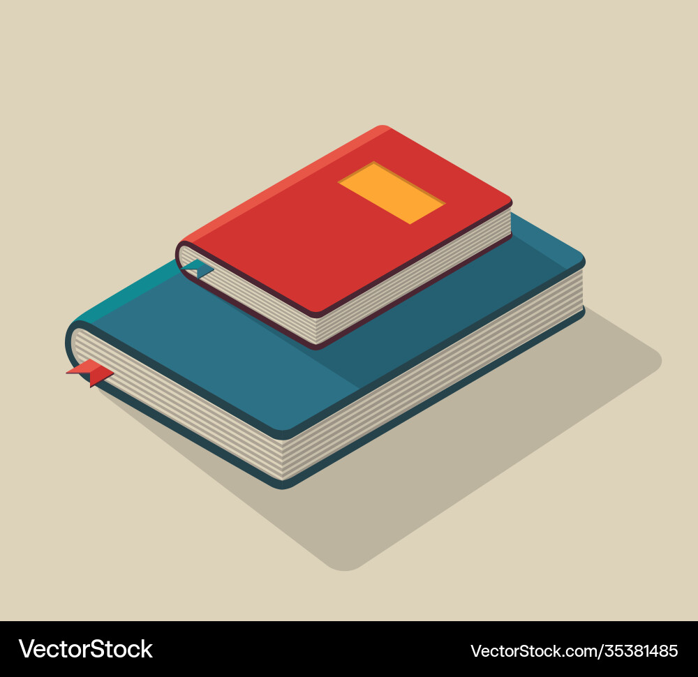 Isometric books isolated vintage Royalty Free Vector Image