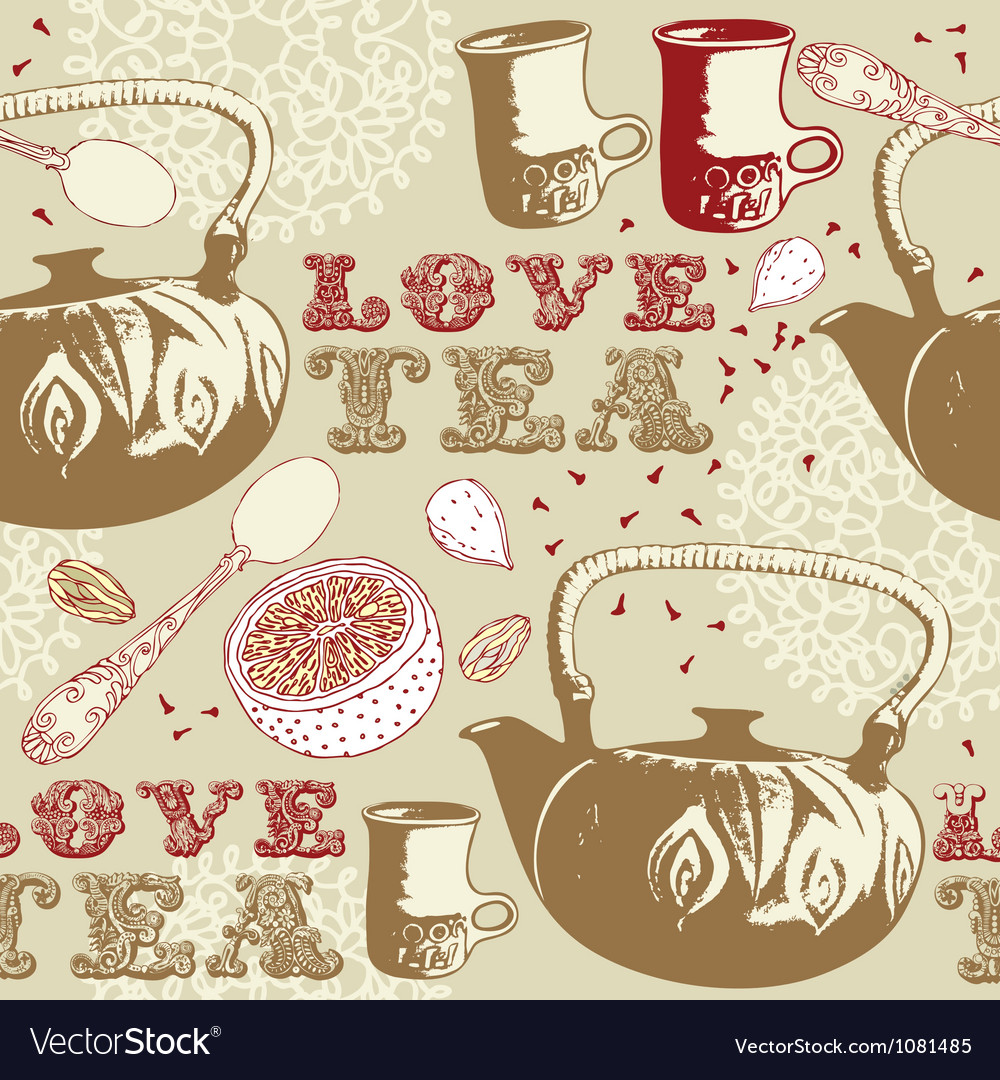 Love tea pattern Royalty Free Vector Image - VectorStock