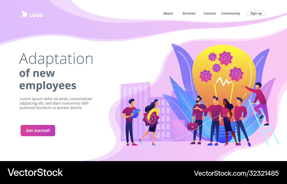 New team members concept landing page Royalty Free Vector