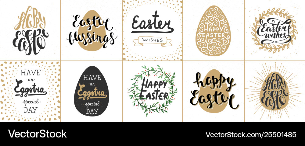Set easter lettering posters greeting cards Vector Image