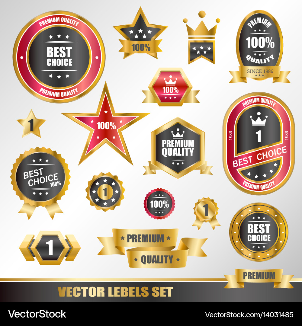 Set of gold labels Royalty Free Vector Image - VectorStock