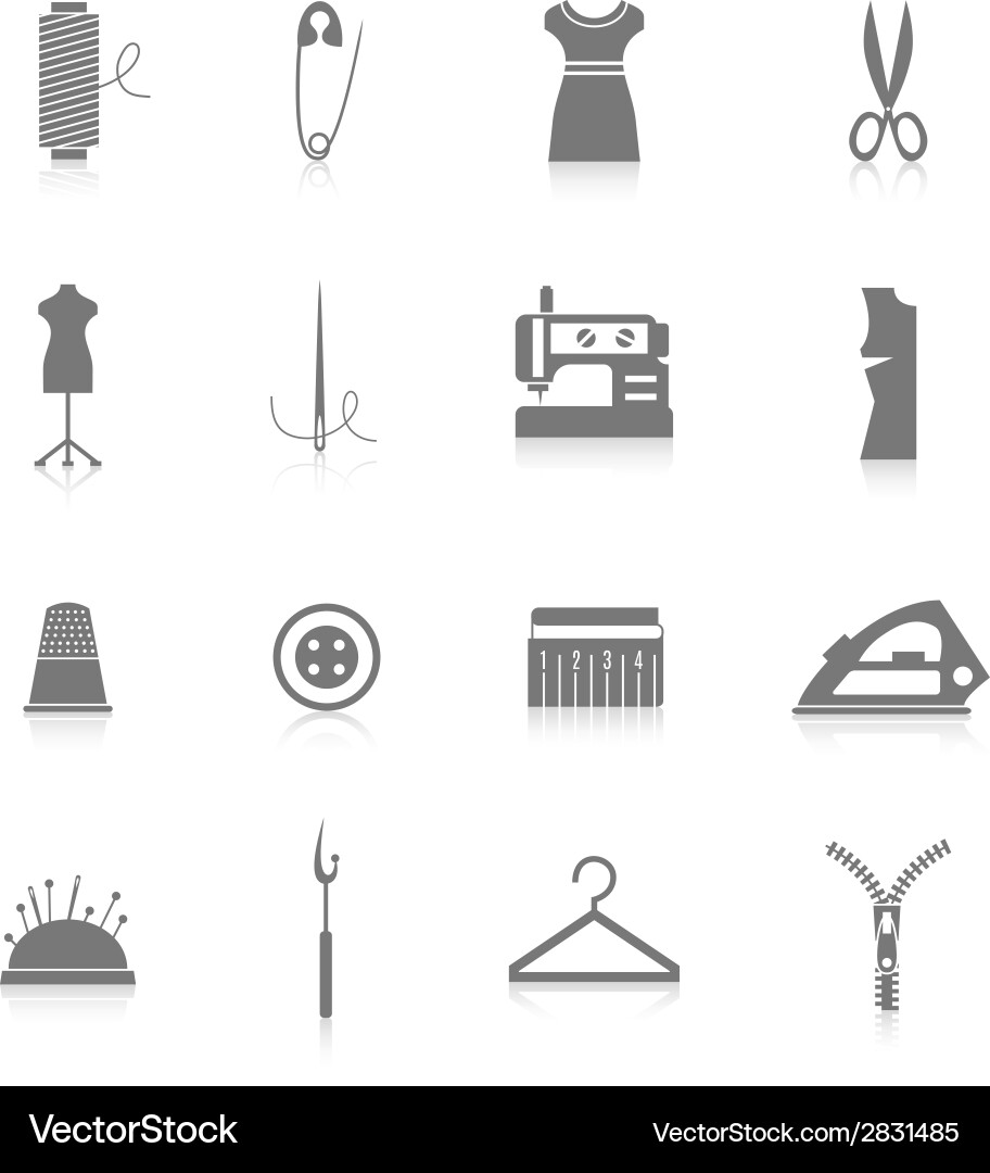 Sewing equipment icons set black Royalty Free Vector Image
