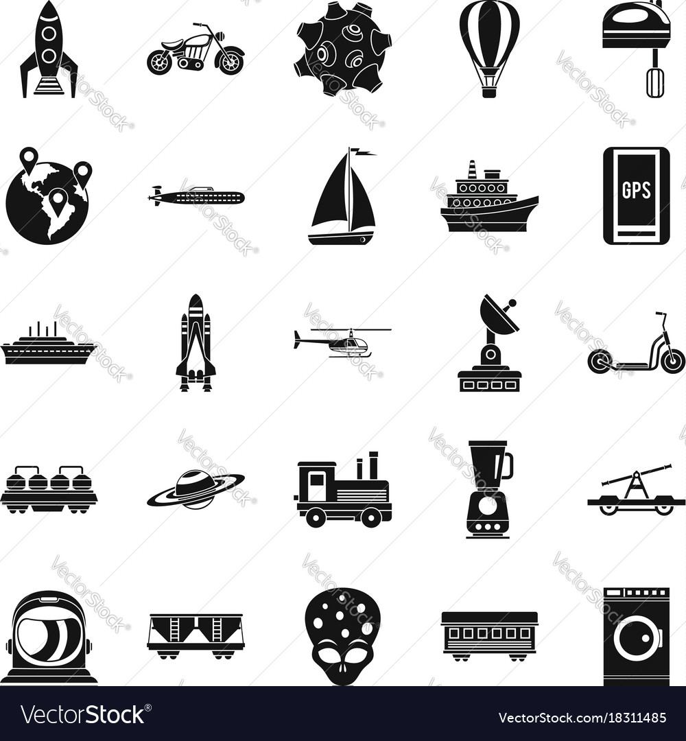 Technology icons set simple style Royalty Free Vector Image