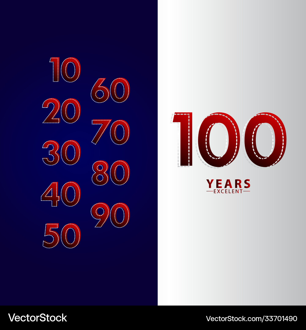 100 years excellent anniversary celebration red Vector Image