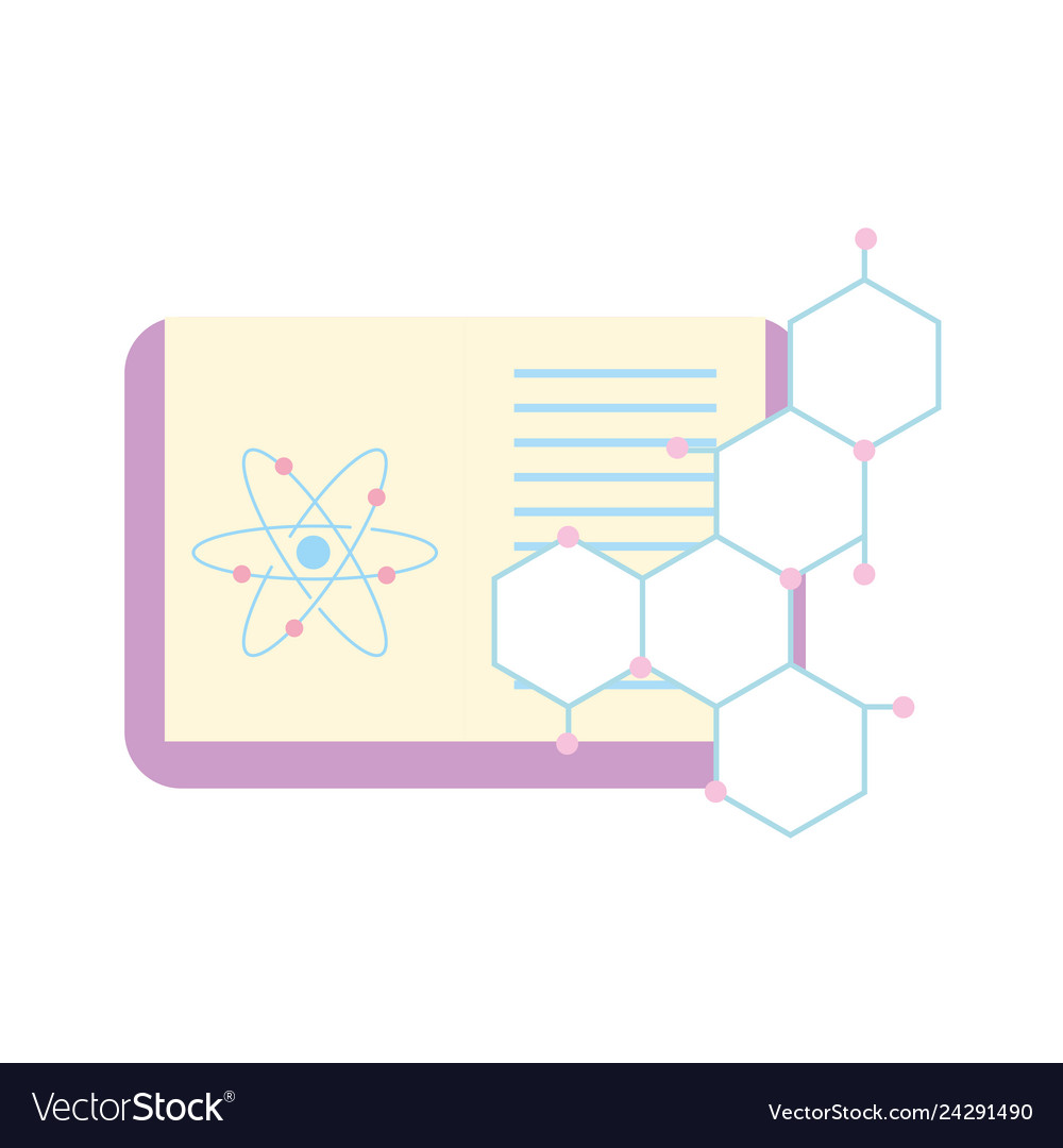 Biology science study book atom molecule Vector Image