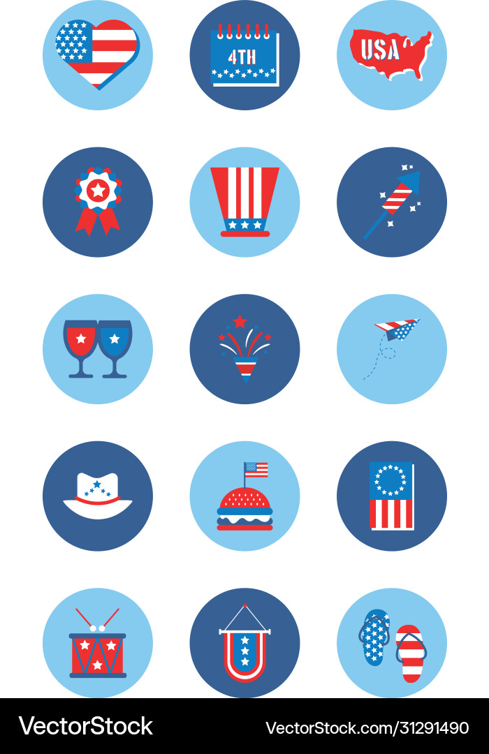 Bundle independence day usa icons Royalty Free Vector Image