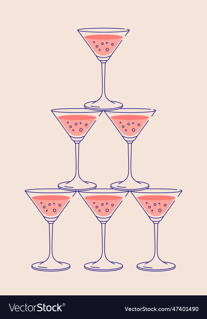 Champagne Glasses Pyramid Royalty Free Vector Image