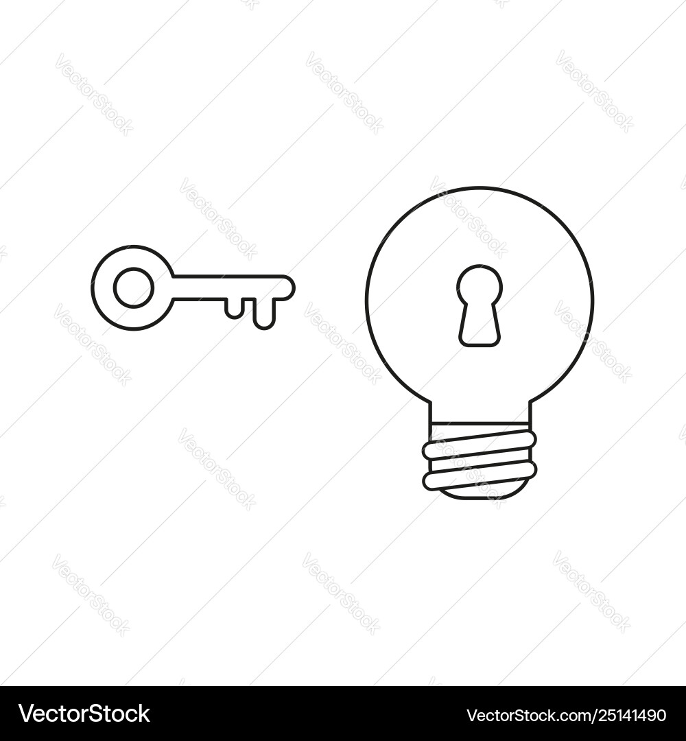 Icon concept light bulb with keyhole and key Vector Image