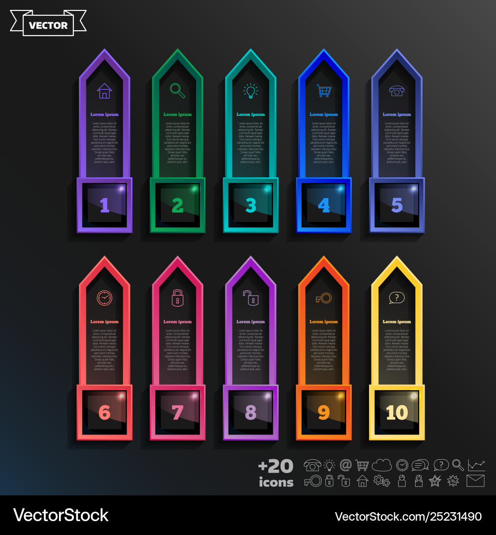 Infographic design list with colorful square Vector Image