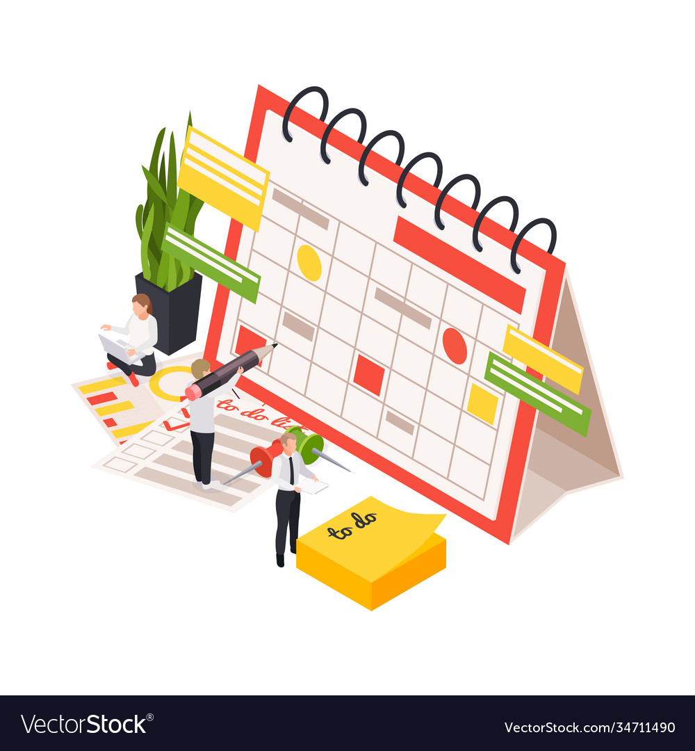 Isometric task management composition Royalty Free Vector