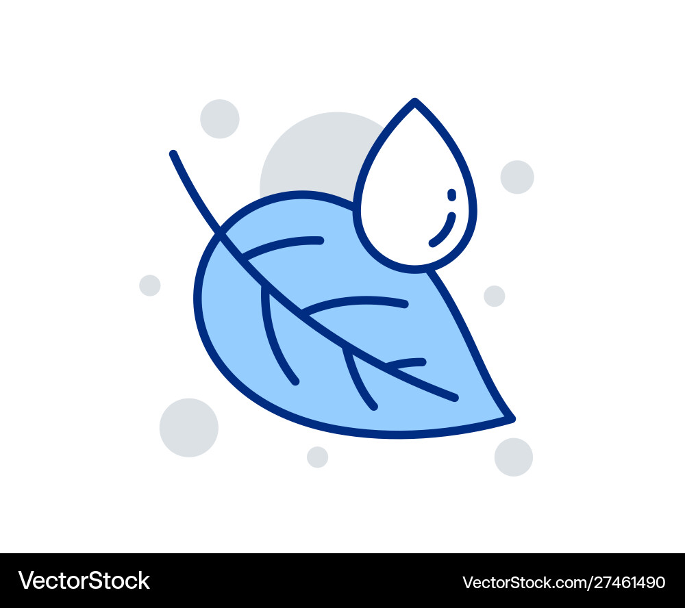 Leaf with water drop line icon nature plant dew Vector Image