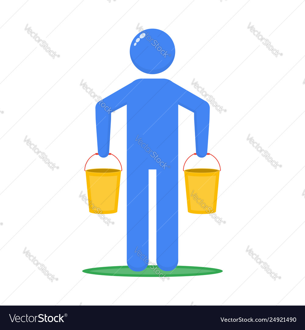 Man carrying buckets flat icon worker Royalty Free Vector Man carrying buckets flat icon worker Royalty Free Vector