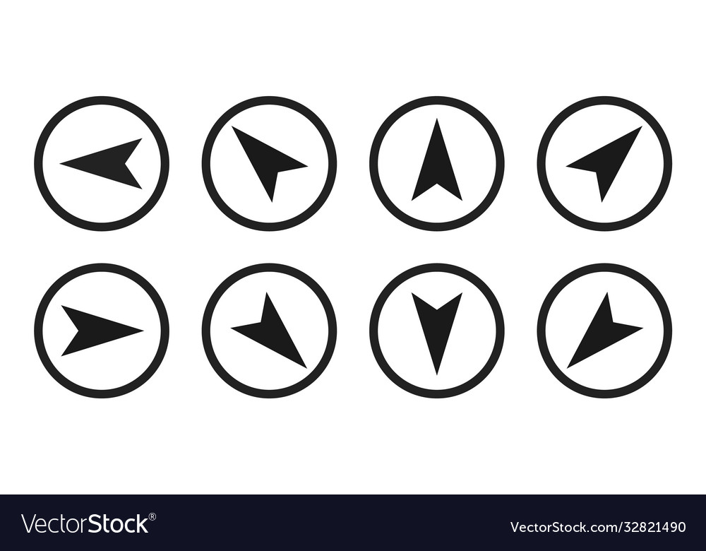 Navigation arrow icons set Royalty Free Vector Image