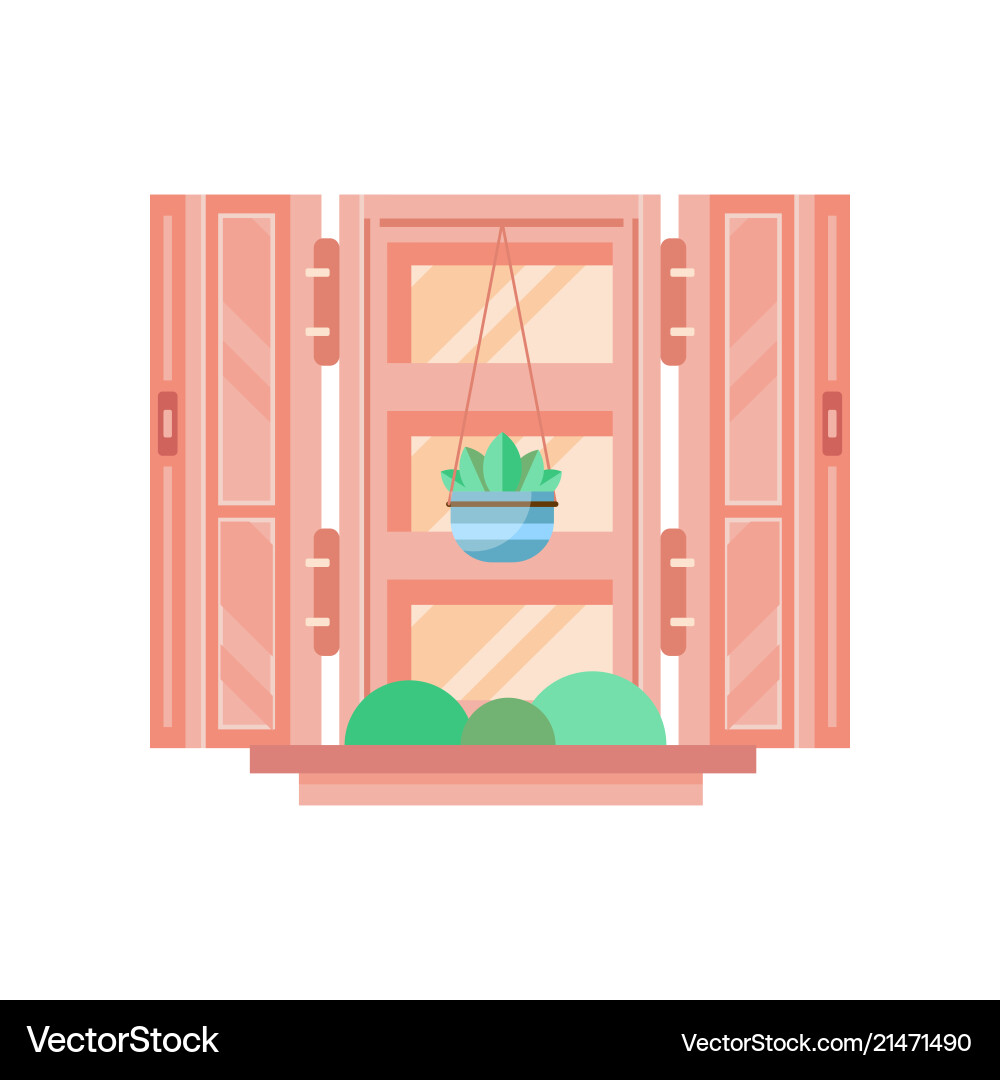Retro window with wooden shutters architectural Vector Image