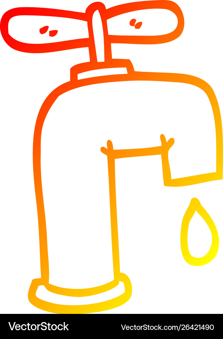 Warm gradient line drawing cartoon dripping faucet