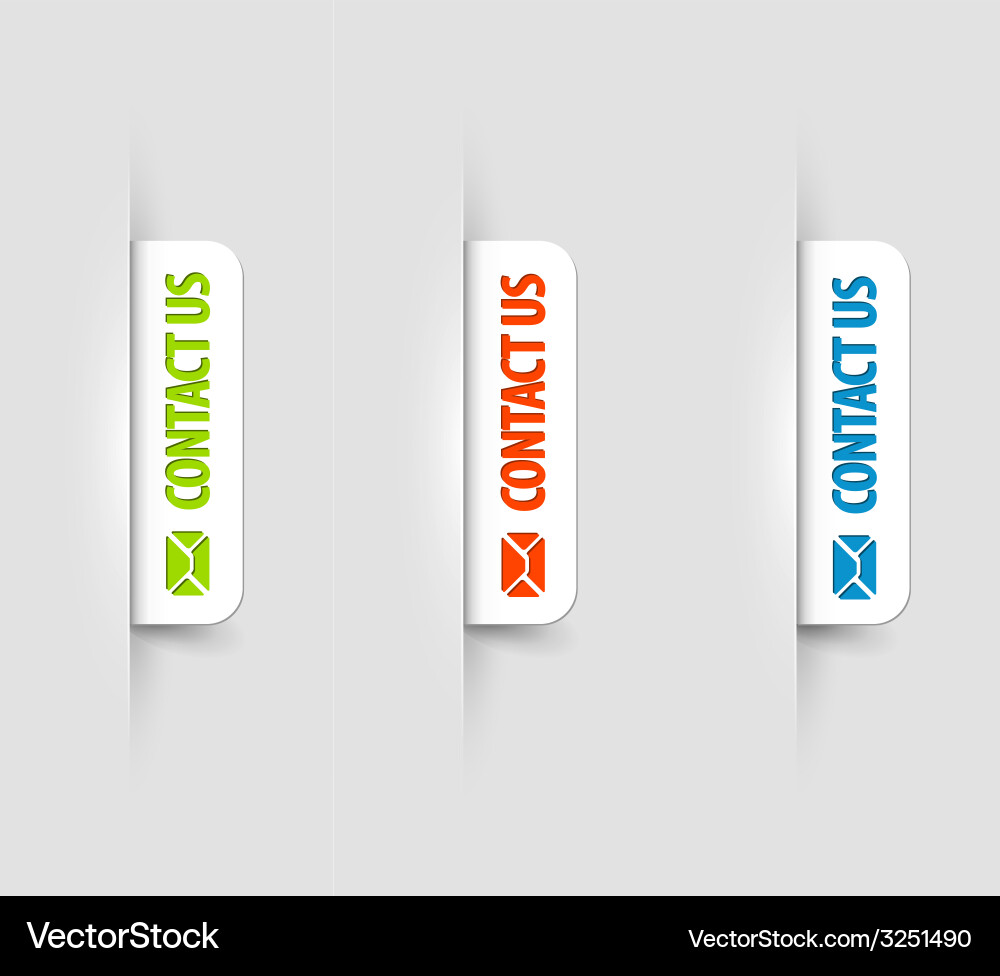 White contact us labels tags on the web page Vector Image