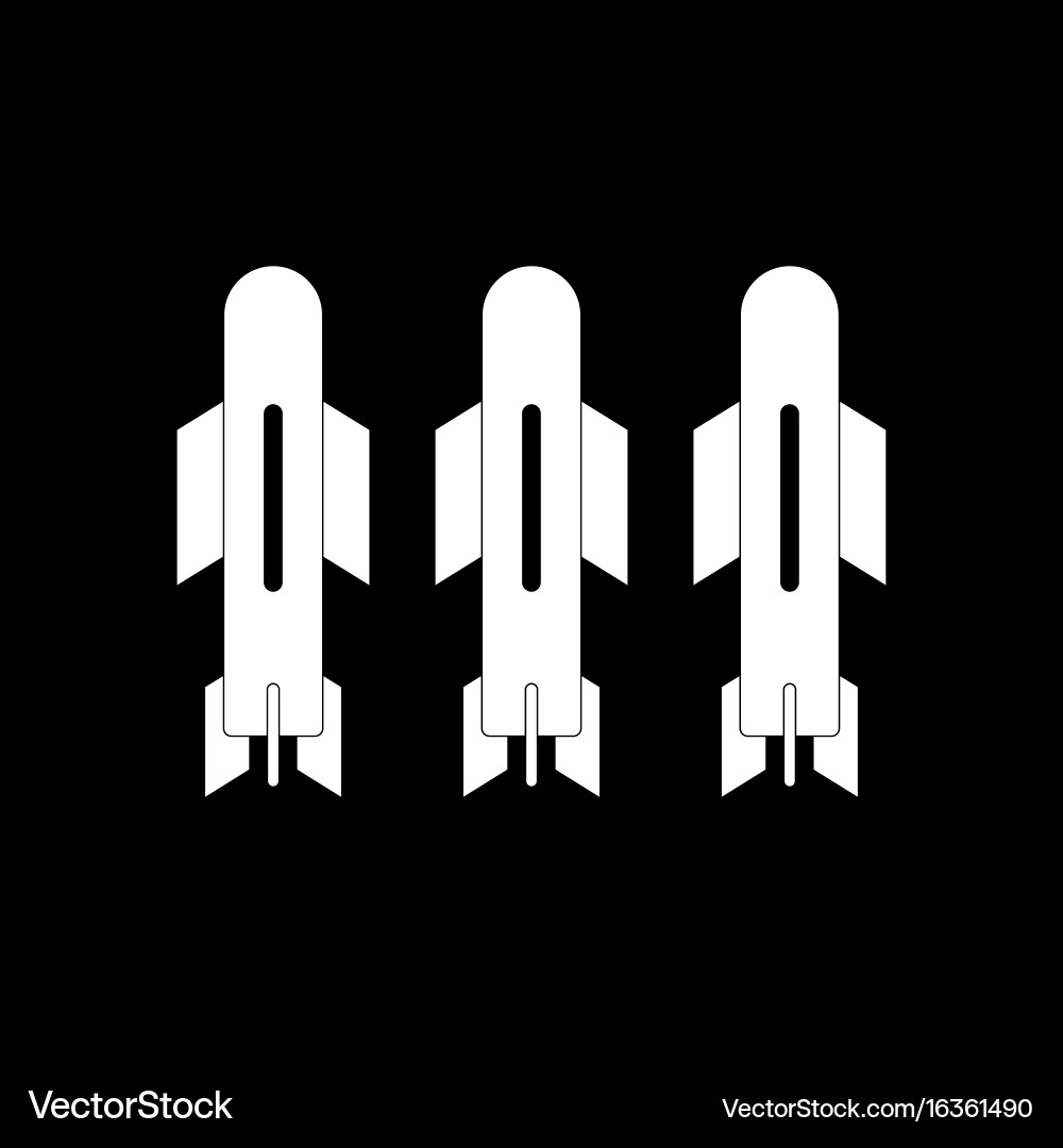 White icon on black background military bomb Vector Image