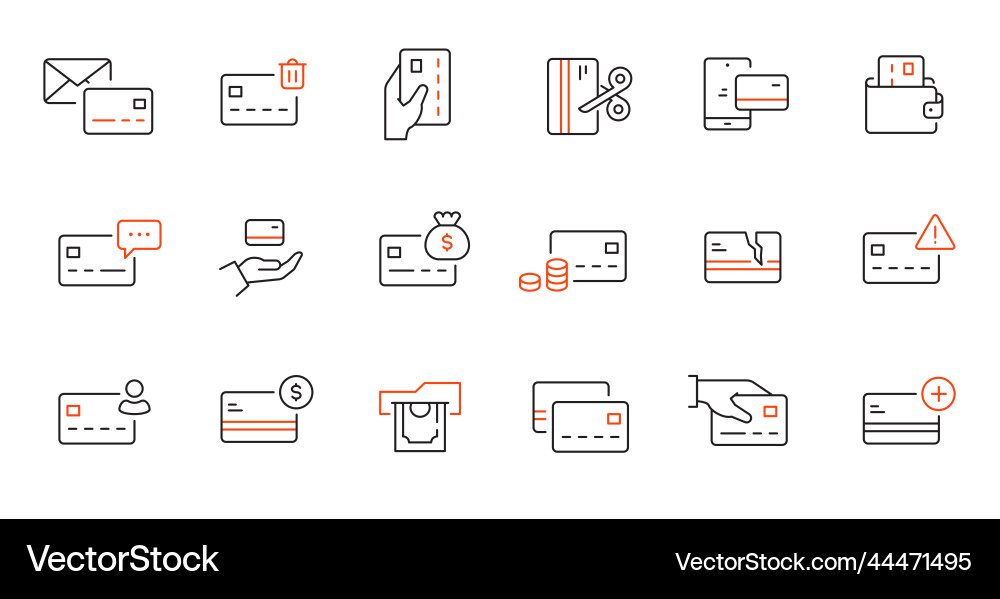 Credit card line icon set payment Royalty Free Vector Image