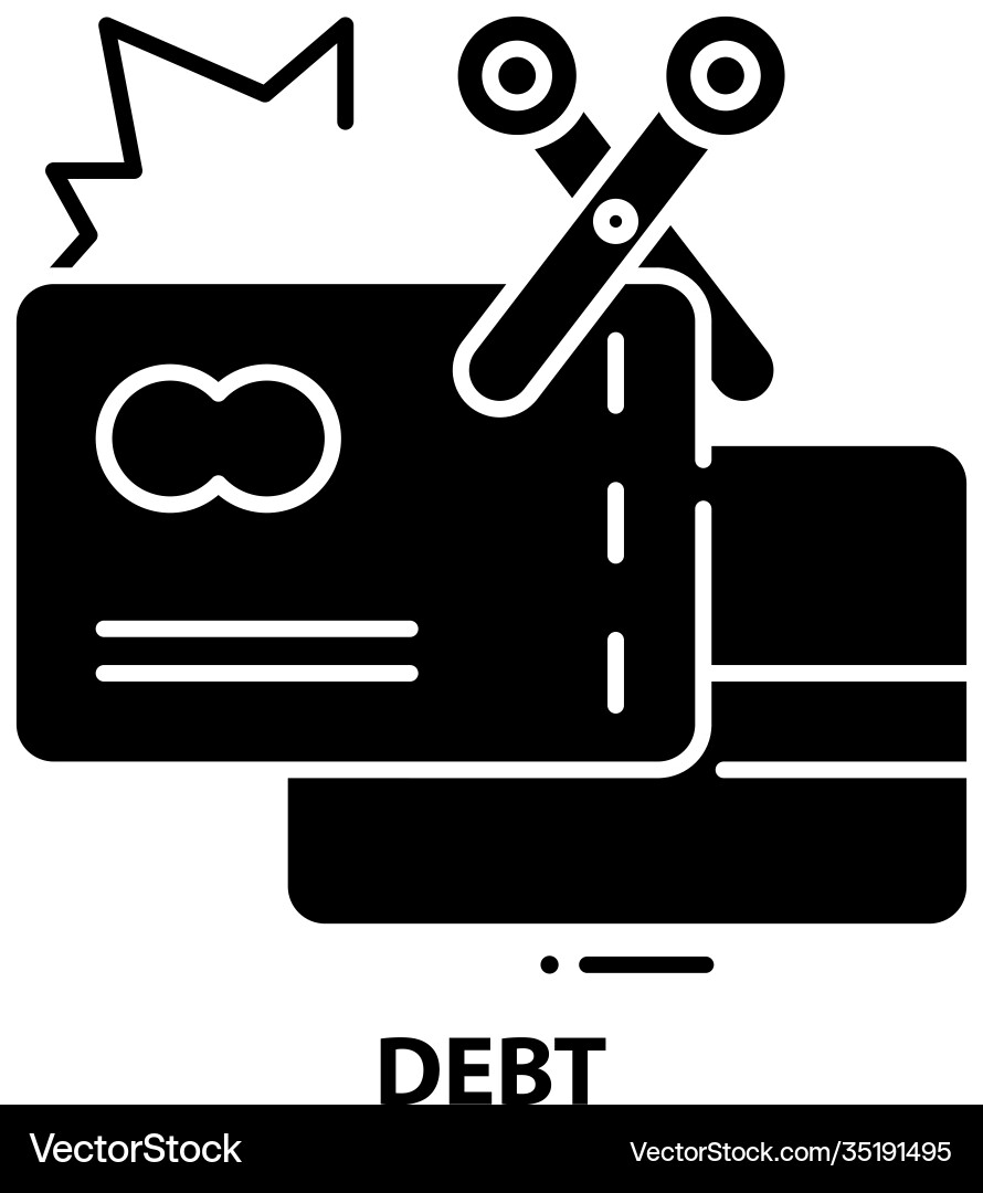 Debt icon black sign with editable strokes Vector Image