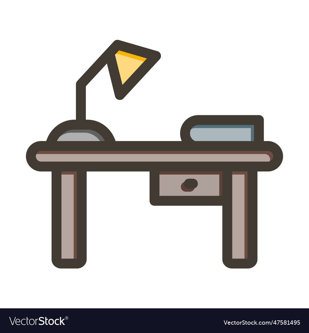 Desk thick line filled colors for personal Vector Image