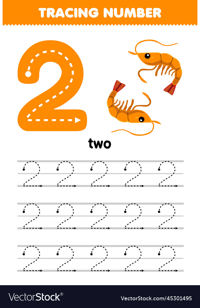 Education game for children tracing number two Vector Image