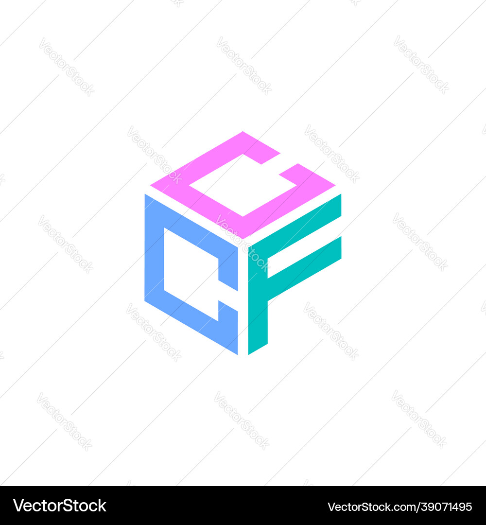 Hexagon logo with the letters ccf design Vector Image