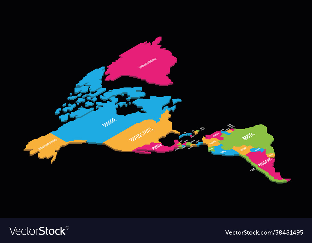 Isometric political map americas Royalty Free Vector Image Isometric political map americas Royalty Free Vector Image