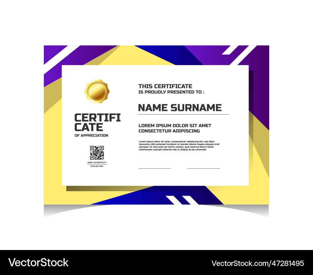 Modern geometric certificate of appreciation Vector Image