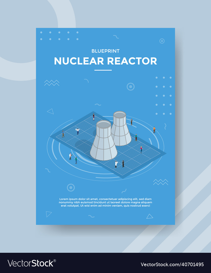 Nuclear reactor blueprint concept for template Vector Image