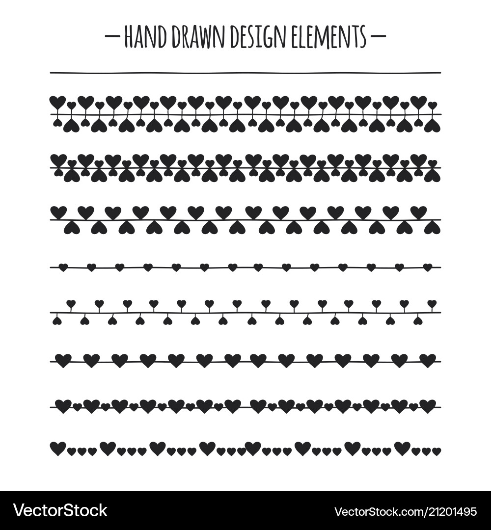 Romantic brushes border with heart hand drawn Vector Image