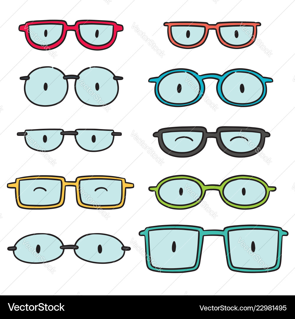 Set of eyeglasses Royalty Free Vector Image - VectorStock