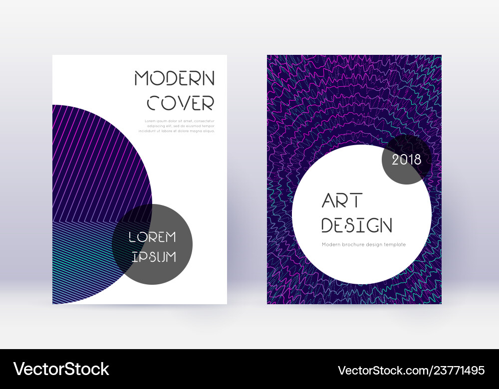 Trendy cover design template set neon abstract li Vector Image