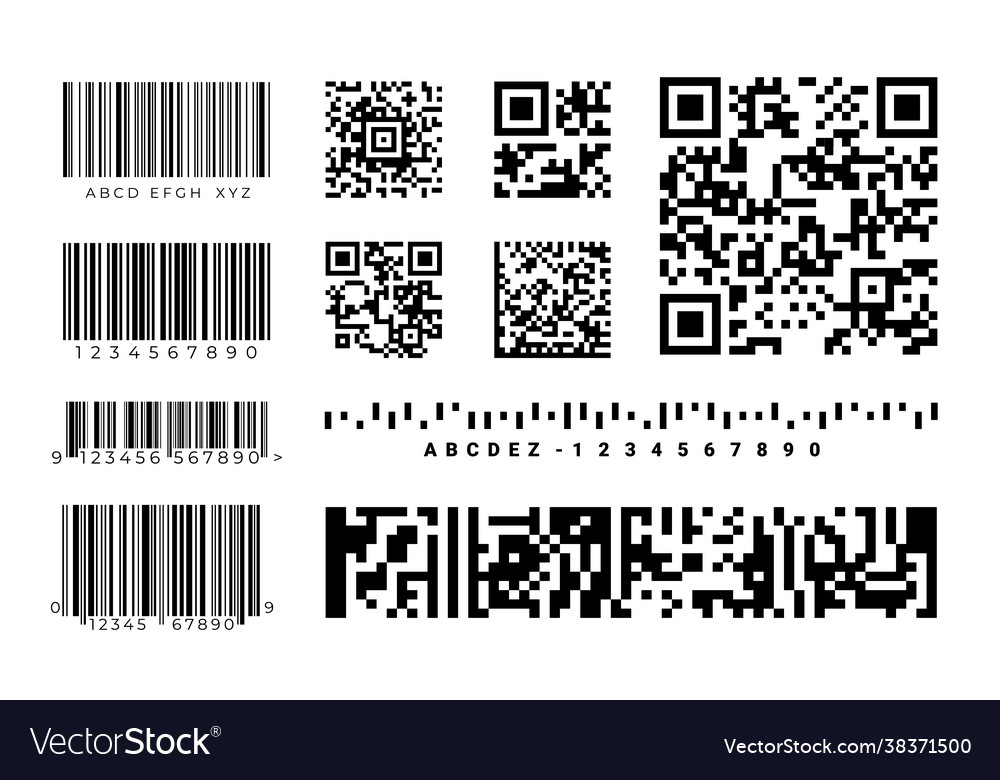 Barcodes qr-code identification labels realistic Vector Image