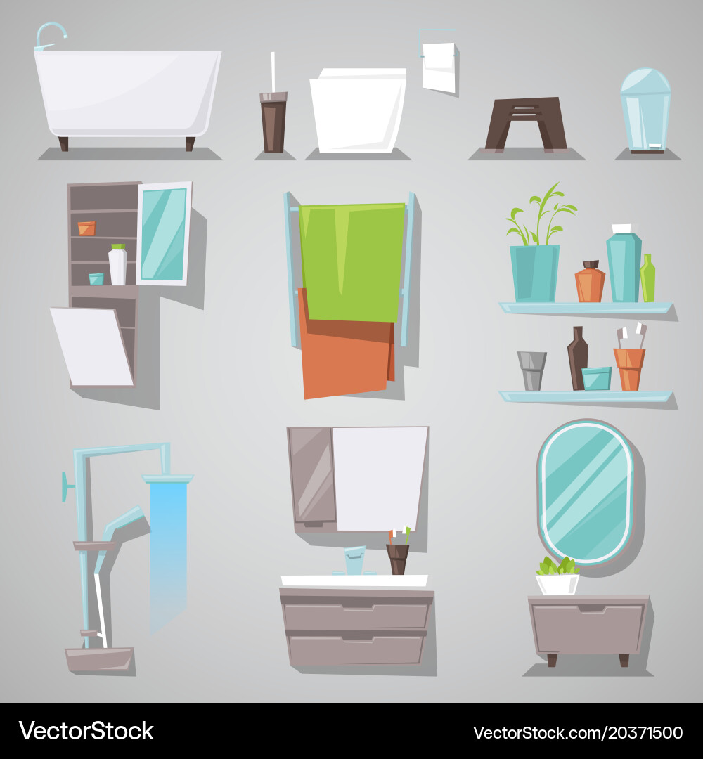 Bathroom interior bathtub and shower Royalty Free Vector