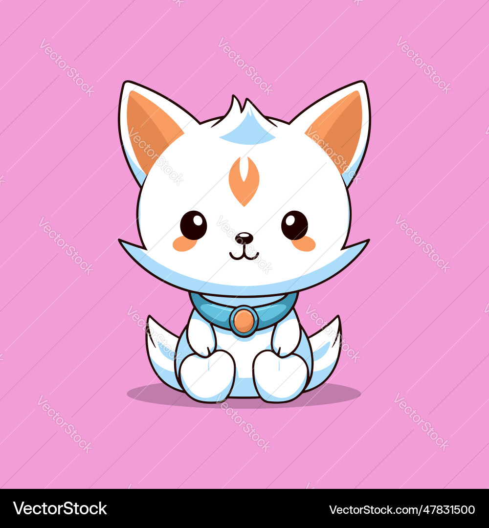 Cute cartoon fox on pink background Royalty Free Vector