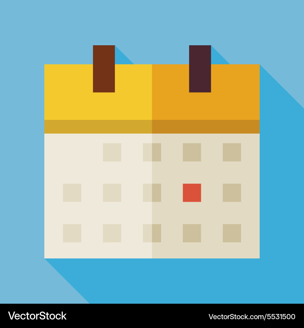 Flat office time management calendar with long Vector Image
