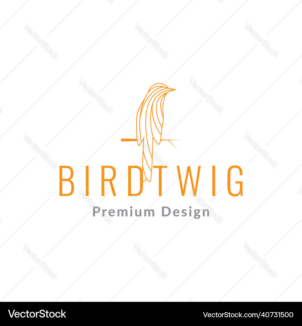 Line polygon bird with twig logo design graphic Vector Image