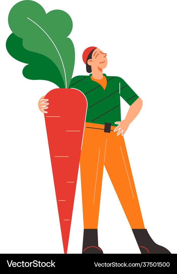 Man with carrot composition Royalty Free Vector Image