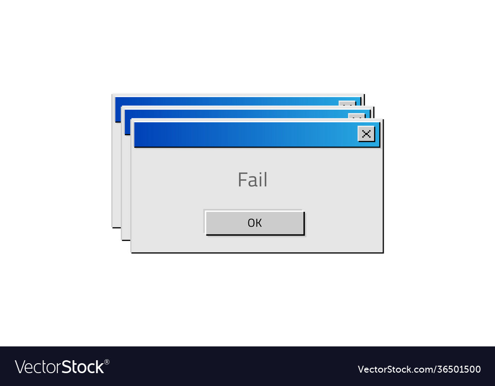 Old computer window popup fail square frame Vector Image