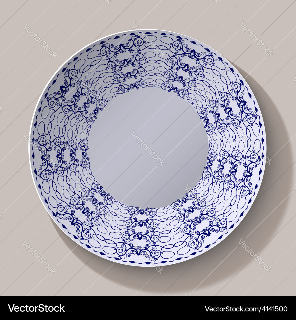 Round blue floral ornament oriental style pattern Vector Image