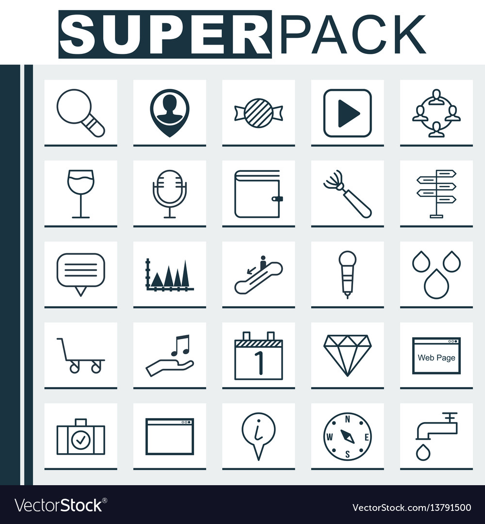 Set of 25 universal editable icons can be used Vector Image