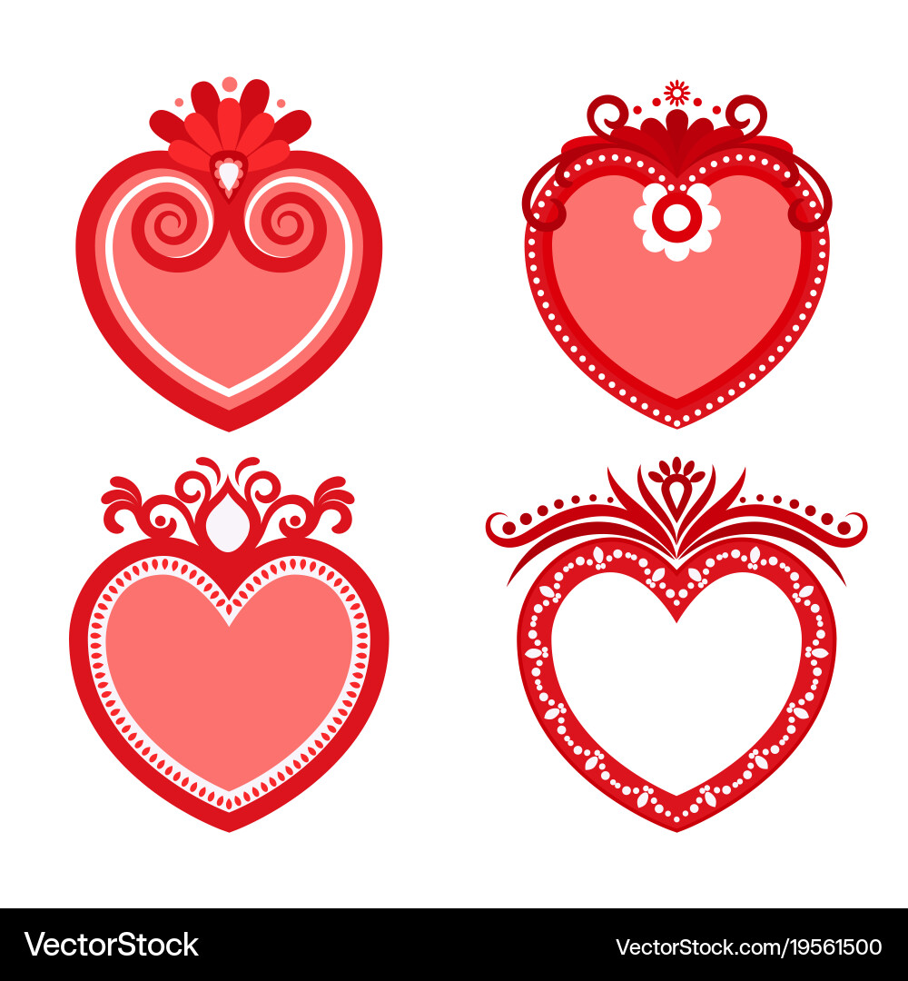 Set of decorative hearts Royalty Free Vector Image