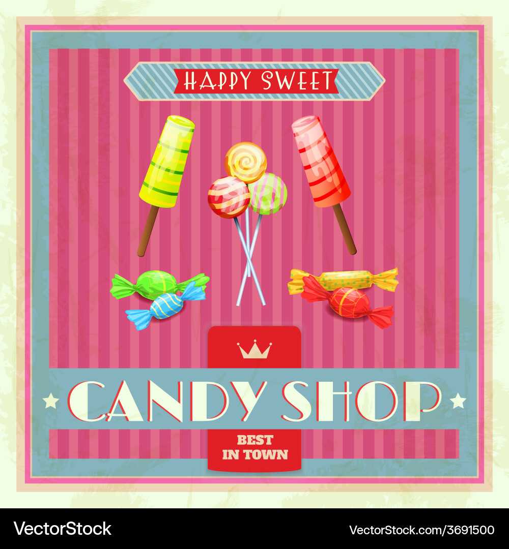 Sweet Shop Poster Royalty Free Vector Image - VectorStock